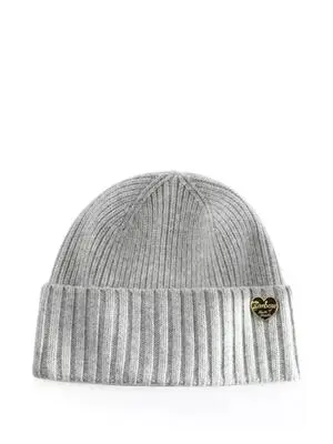 Barbour Ribbed-knit Logo-plaque Beanie Hat - Grey