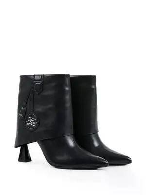 Karl Lagerfeld Foldover-panel Pointed-toe Boots - Black