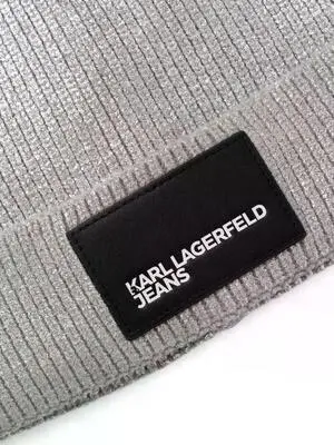 Karl Lagerfeld Ribbed Metallic-effect Beanie Hat