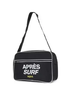 APRES SURF Logo-print Contrast-trim Shoulder Bag - Black