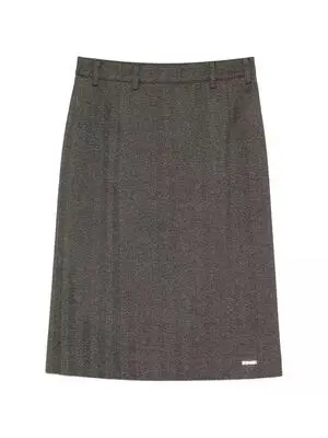 BONBOM Herringbone-pattern Skirt - Grey