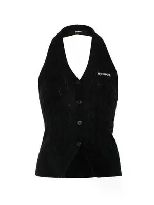 BONBOM Cable-knit Halterneck Top - Black