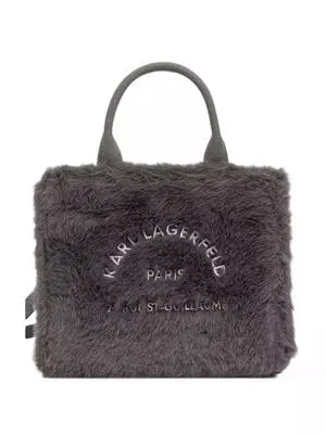 Karl Lagerfeld Logo-embroidered Faux-fur Tote Bag - Grey