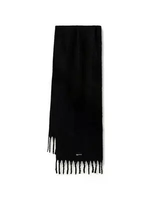 Karl Lagerfeld Logo-patch Fringed Scarf - Black