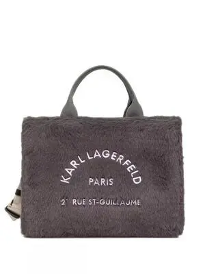Karl Lagerfeld Logo-embroidered Faux-fur Tote Bag - Grey