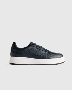 Quince Full-grain Leather Comfort Court Sneaker - Black