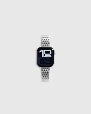 Quince Women's Stainless Steel Slim Bracelet Smartwatch Band Silver