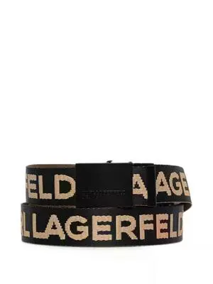 Karl Lagerfeld Logo-jacquard Webbing Belt - Black
