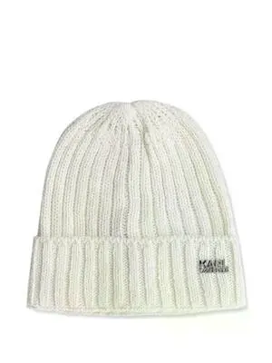 Karl Lagerfeld Ribbed-knit Beanie Hat And Scarf Set - Neutrals