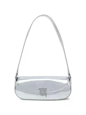 Karl Lagerfeld Metallic-effect Logo-plaque Shoulder Bag Silver
