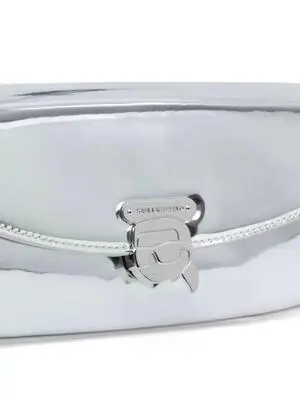 Karl Lagerfeld Metallic-effect Logo-plaque Shoulder Bag - Silver