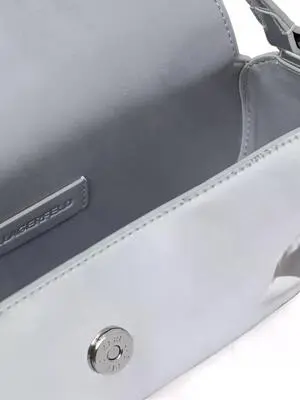 Karl Lagerfeld Metallic-effect Logo-plaque Shoulder Bag - Silver