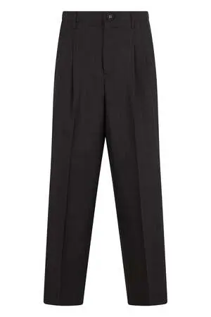 AMI Paris Lightweight Wool Trousers With Wide Leg And High Waist - Grey