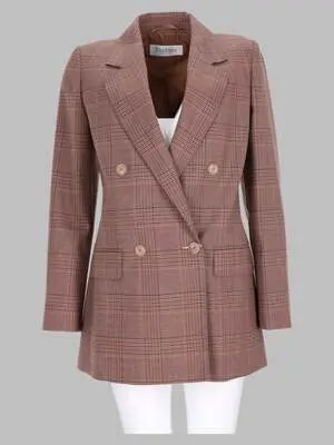 Max Mara Double-breasted Plaid Blazer Jacket