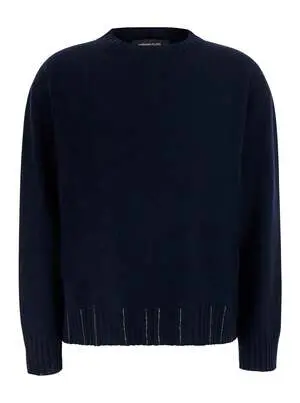 Fabiana Filippi Rhinestone Detail Wool-silk Blend Crewneck Sweater - Blu