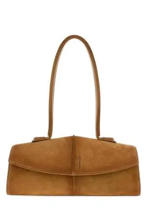 JIL SANDER Biscuit Suede Mini Linea Shoulder Handbag - Camel