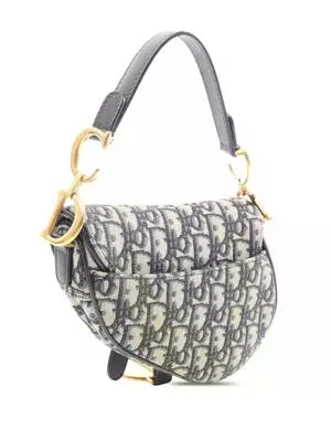 Dior 1990-2010 Mini Oblique Canvas Saddle Bag Satchel