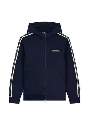 EA7 Logo-tape Zip-up Hoodie - Blue