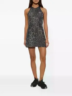 Adidas By Stella McCartney X Stella Mccartney Leopard-print Cut-out Mini Dress