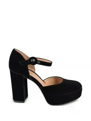 GIANVITO ROSSI Velvet Platform Mary-jane Pumps - Black