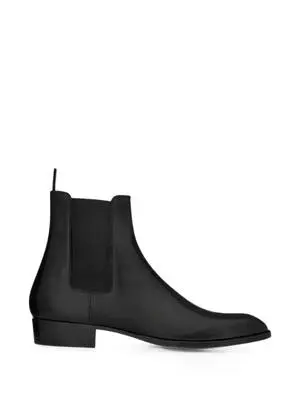 Saint Laurent Wyatt Leather Chelsea Boots - Black