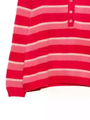 LISKA Striped Button-fastening Sweater - Red