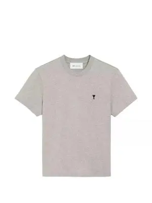 AMI Paris Cotton T-shirt With De Coeur - Grey