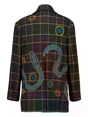 PAULA Embroidered Houndstooth-check Coat