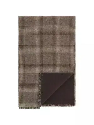 Boggi Milano Scarf In Wool Cashmere With Prince Of Wales Check - Brown