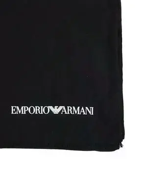 Emporio Armani Logo-print Frayed Scarf