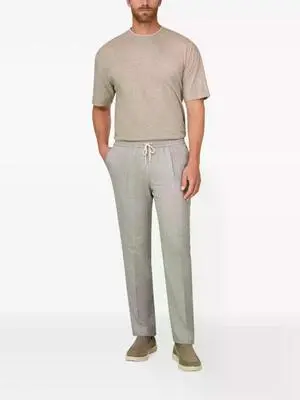 Boggi Milano City Trousers In Mélange Wool Flannel