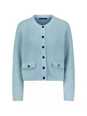 BETTY BARCLAY Bouclé-knit Cropped Cardigan - Blue