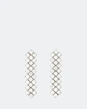 ALLSAINTS Faceted Metal Bead Drop Earrings - Silver