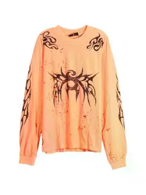 HELLSTAR Distressed Graphic-print T-shirt - Orange
