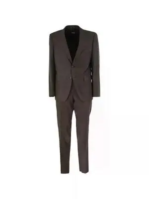 BOSS Two-piece Slim-fit Suit In Patterned Stretch Wool - Brown