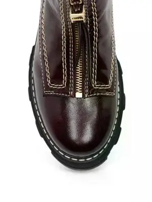 GANNI Cleated Zip-detail Ankle Boots - Red