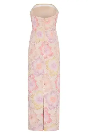 MILLY Kait Floral Embroidered Strapless Midi Dress