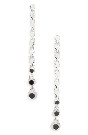 EDDIEBORGO Long Eclipse Lapis Drop Earrings - Silver/onyx