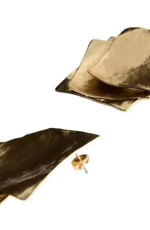 Mango Textured Square Relief Earrings