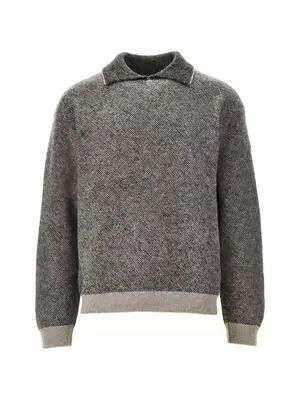 Emporio Armani Jacquard-knit Piqué Sweater - Grey