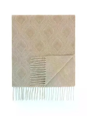 Boggi Milano Scarf With Geometric Motif In Cashmere Blend - Neutrals