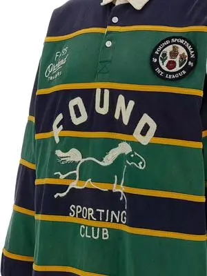 FOUND Striped Embroidered Polo Shirt