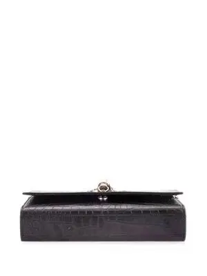 Saint Laurent Classic Monogram Tassel Crocodile Embossed Leather Medium Crossbody Bag
