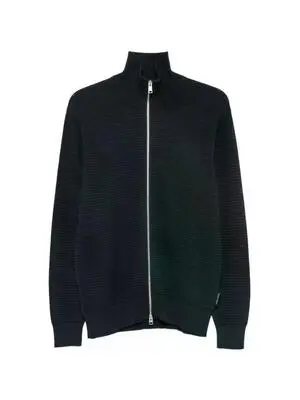 Marc O'polo Ribbed-knit Zip-up Cardigan - Blue