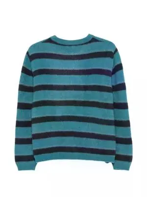 LISKA Striped Button-front Sweater - Blue