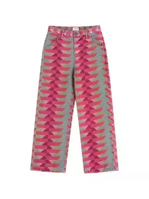 FAVORITE PEOPLE Crew Geometric-pattern Wide-leg Trousers