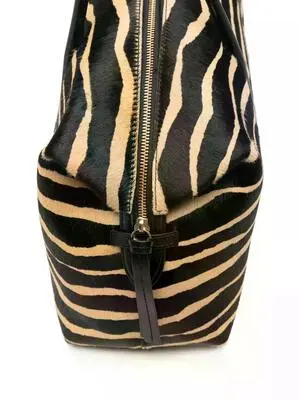 DEMELLIER Stockholm Zebra-print Haircalf Shoulder Bag - Black