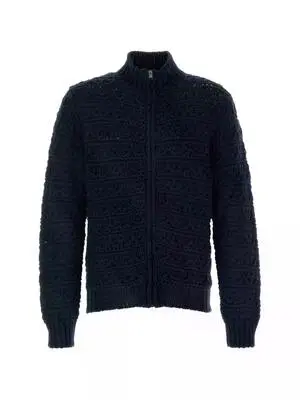 Canali Cable-knit Zip-up Cardigan - Blue