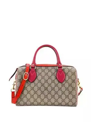 Gucci Convertible Boston Bag Gg Coated Canvas And Leather Small Satchel - Brown