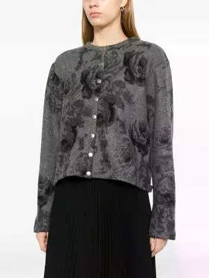 AGNES B. Rose-pattern Snap Cardigan